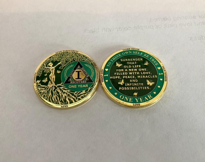 12 Steps Recovery Medallion, Token, AA, NA, Sobriety, Inspirational ...