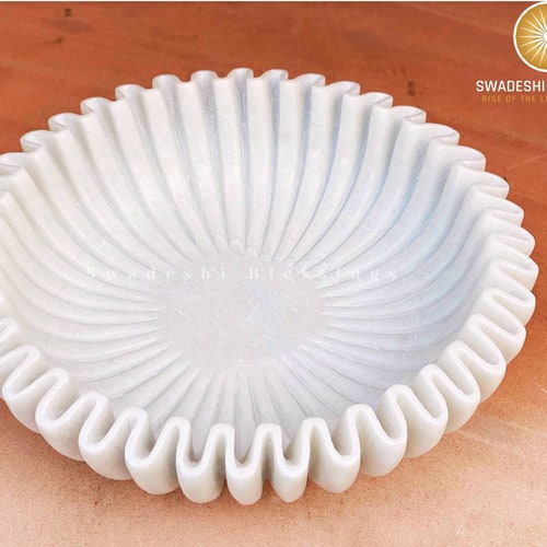 Handcrafted Marble Ruffle Bowl Decorative Flower Bowl Vintage - Etsy