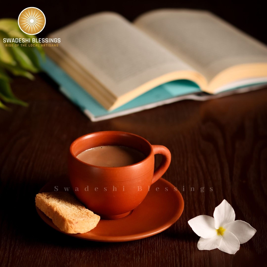Handmade Unglazed Royal Clay Tea Cup With Saucer Set/ Kulhad Tea ...
