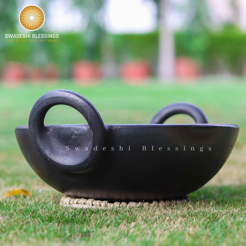 Handmade Unglazed Clay Kadai: Earthen Cooking Pot, Lead-free Ayurvedic ...
