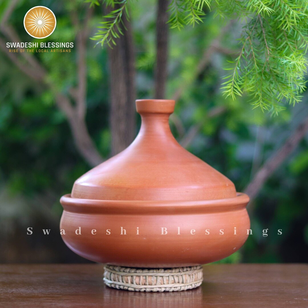 Unglazed Clay Tagine Pot For Cooking With Lid LEAD FREE Earthen Tajine