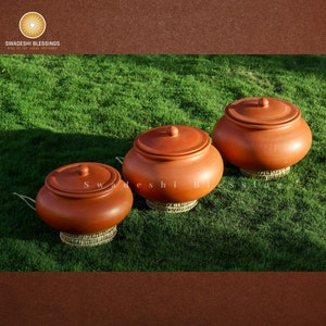 Unglazed Clay Handi/ Clay Pot for Cooking & Serving With Lid/ Ayurveda ...