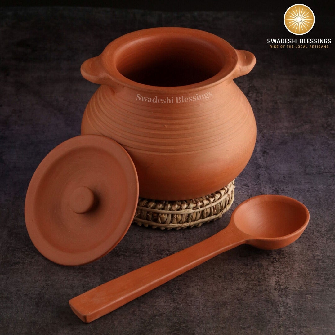 Handmade Unglazed Clay Handi Cooking Pot: Lead-free Ayurvedic Earthen ...