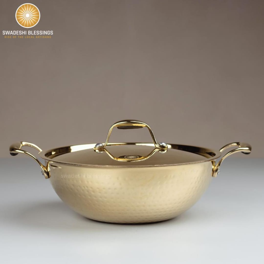 Handcrafted Brass Kadai With Tin Coating - Brass Utensils/cooking Pot ...