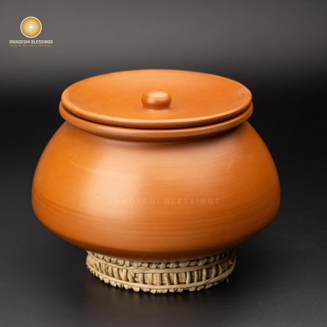 Unglazed Indian Clay Handi/ Clay Pot for Cooking & Serving With Lid, 2 ...