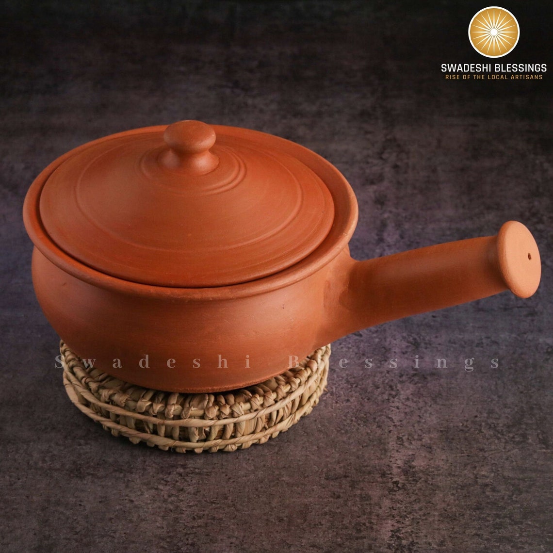 Unglazed Clay Sauce Pan With Lid/ Earthen Wok/ Clay Skillet/ - Etsy