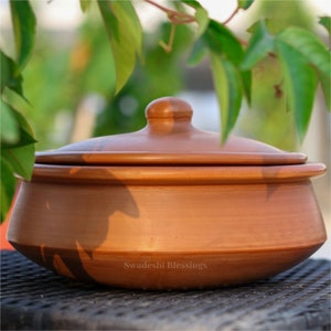 Handmade Unglazed Clay Pot for Cooking With Lid: Earthen Handi, Lead ...