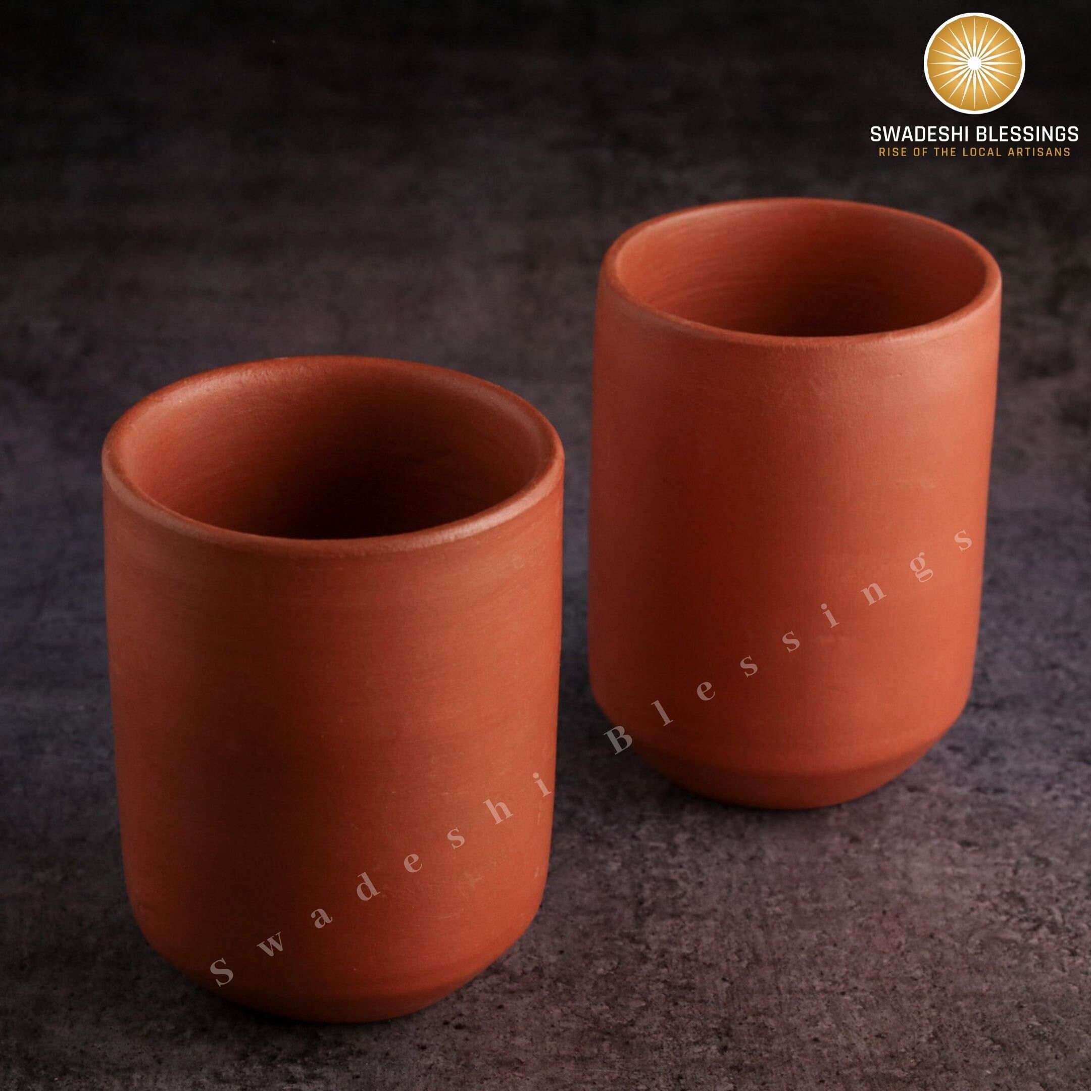 Handmade Unglazed Clay Mugs Set: Tea-coffee Mugs, Earthen Drinkware ...