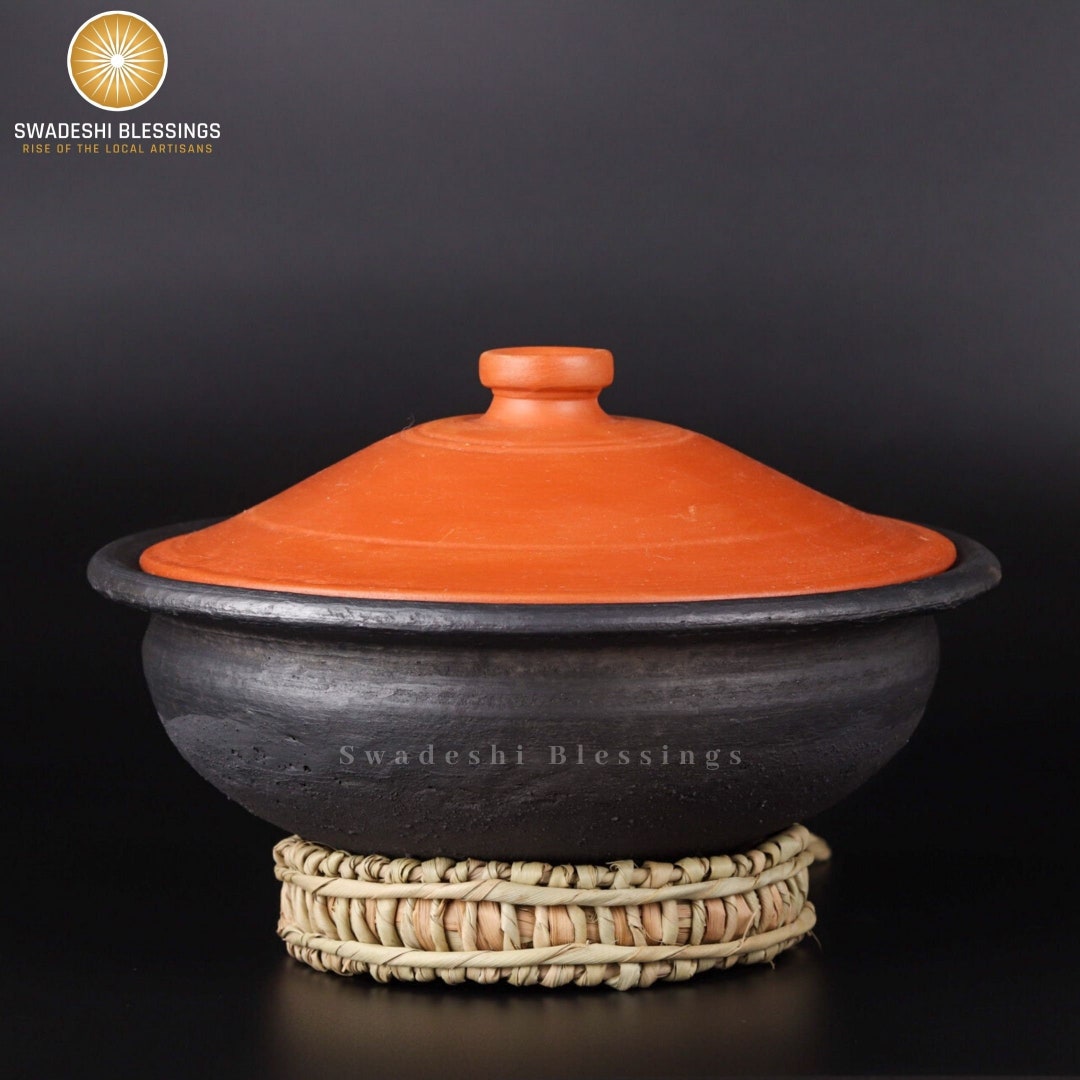 Unglazed Clay Pot for Cooking Serving With Lid/ Earthen Kadai ...