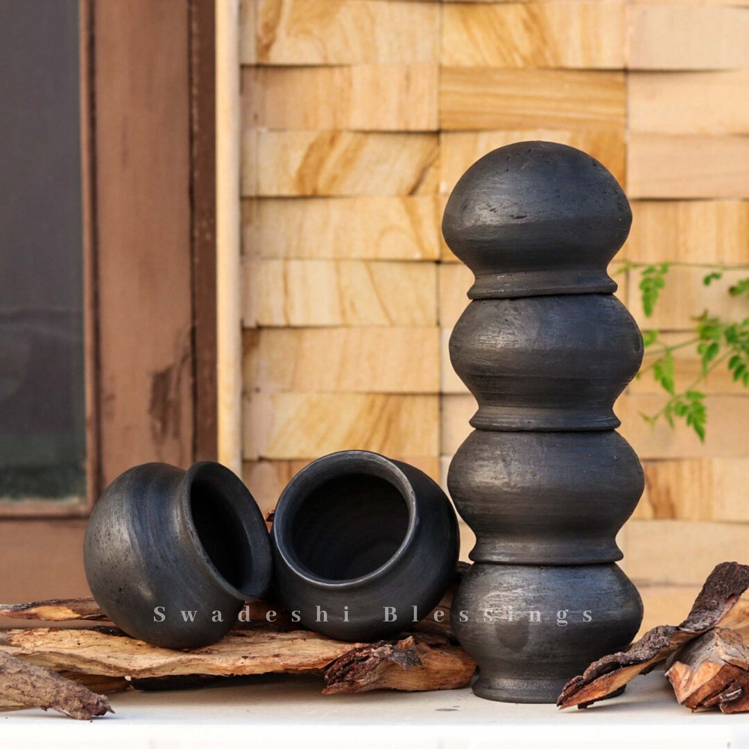 Unglazed Clay Handi/ Indian Clay Pots Set of 6 for Serving, 300ml Each ...