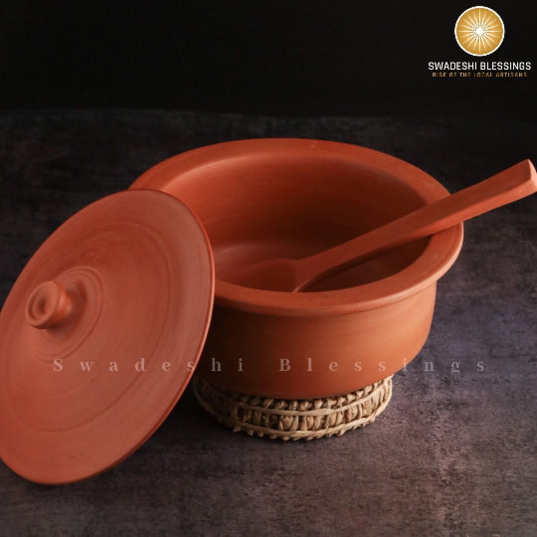 Unglazed Clay Handi/ Clay Pot for Cooking & Serving With Lid/ Ayurveda ...