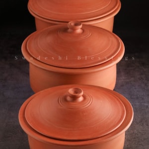 Handmade Unglazed Clay Cooking Pot With Lid: Earthen Handi, Lead-free ...