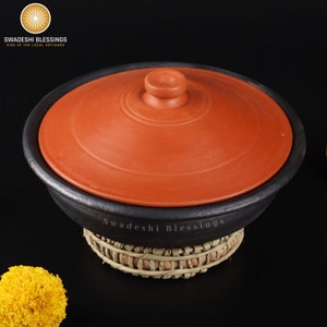 Unglazed Clay Pot for Cooking & Serving With Lid/ Earthen Kadai ...
