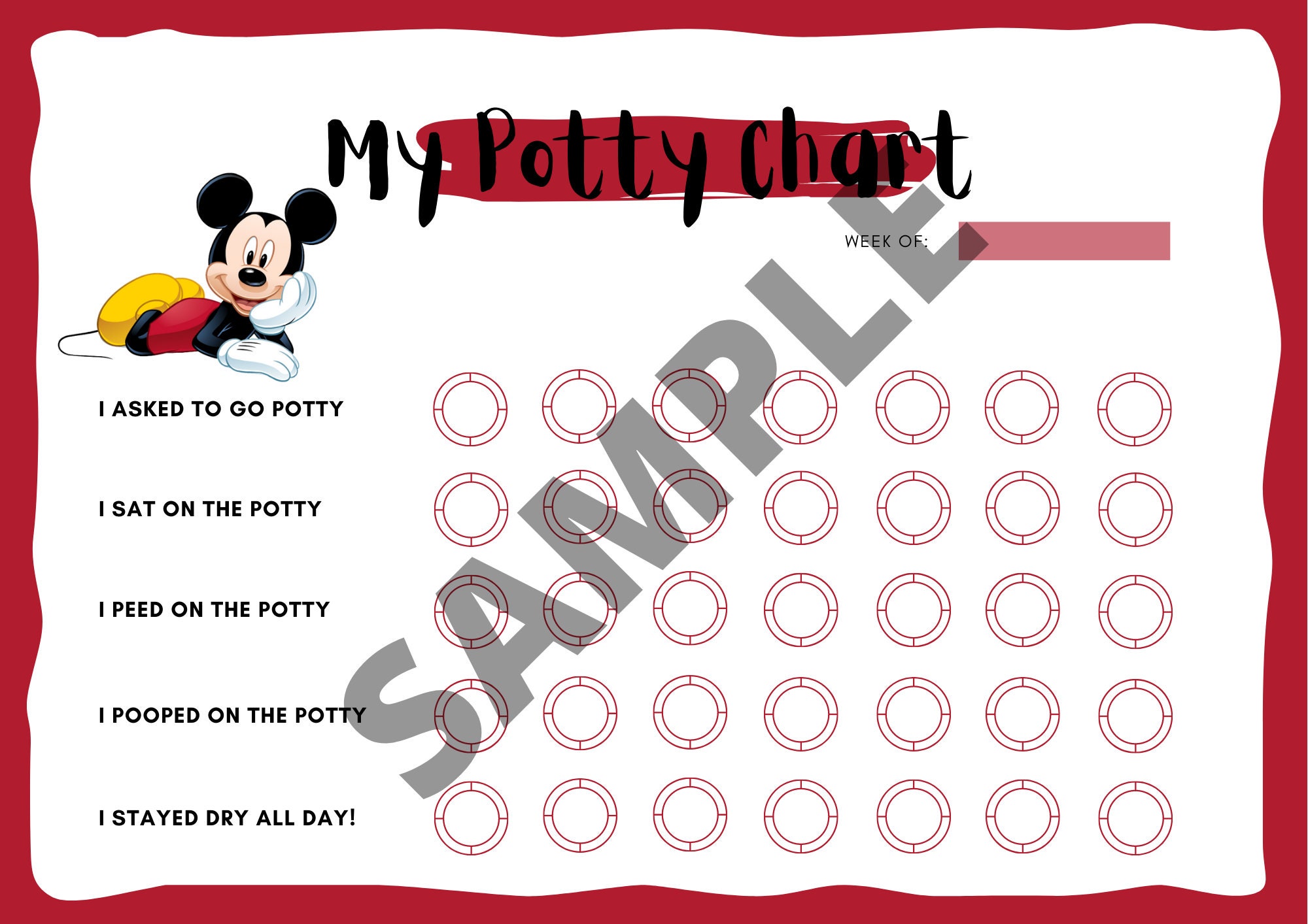 Mickey Mouse Potty Training Chart