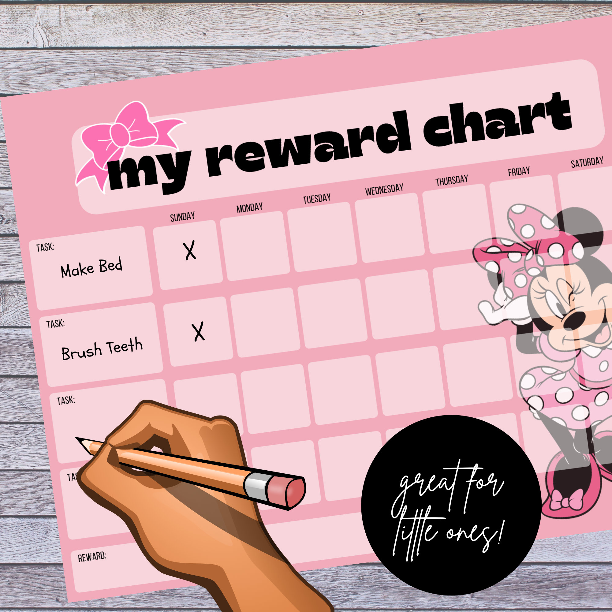 Minnie mouse reward chart reward chart minnie mouse chart | Etsy