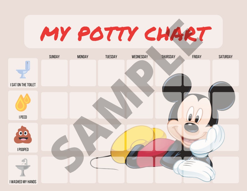 Mickey Mouse Potty Chart Potty Training Chart Mickey Potty - Etsy Australia