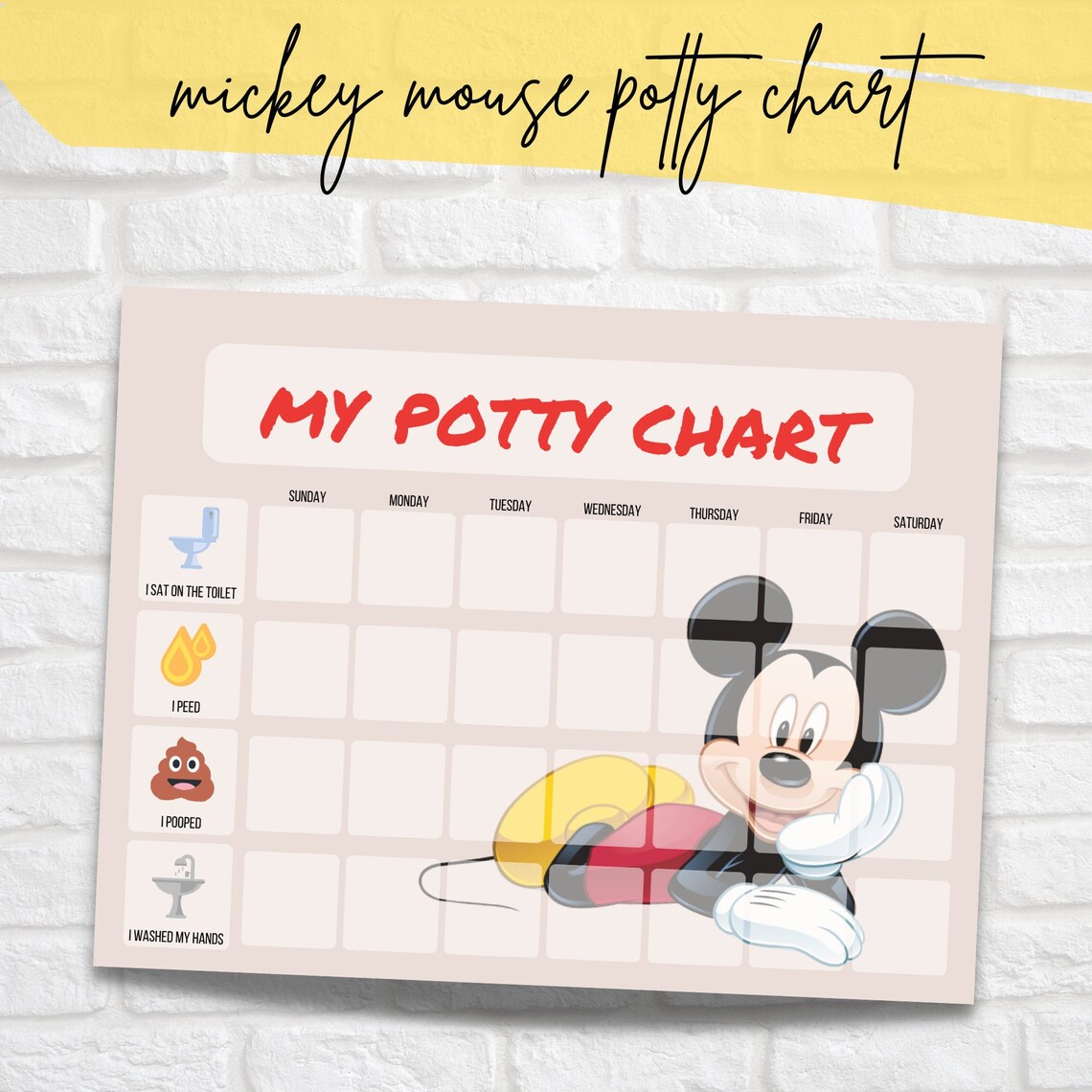 Mickey Mouse Potty Chart Potty Training Chart Mickey Potty | Etsy