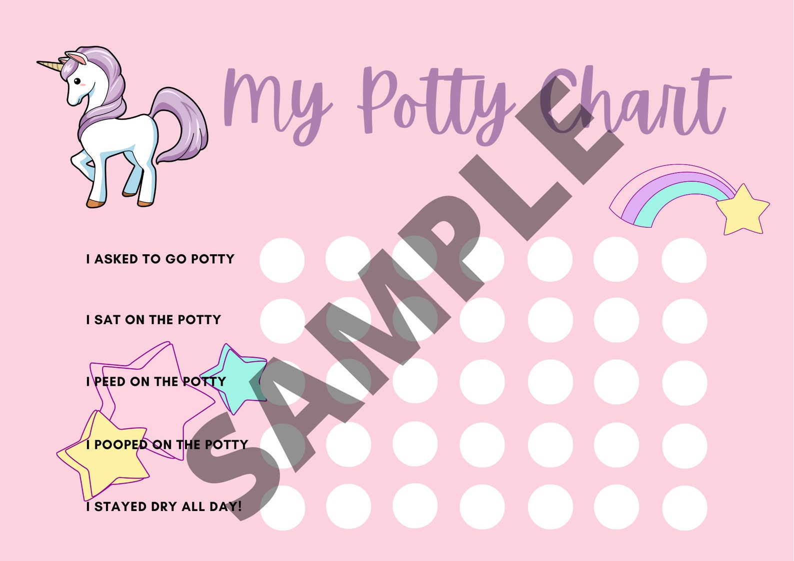 Unicorn Potty Chart Potty Training Chart Unicorn Potty | Etsy