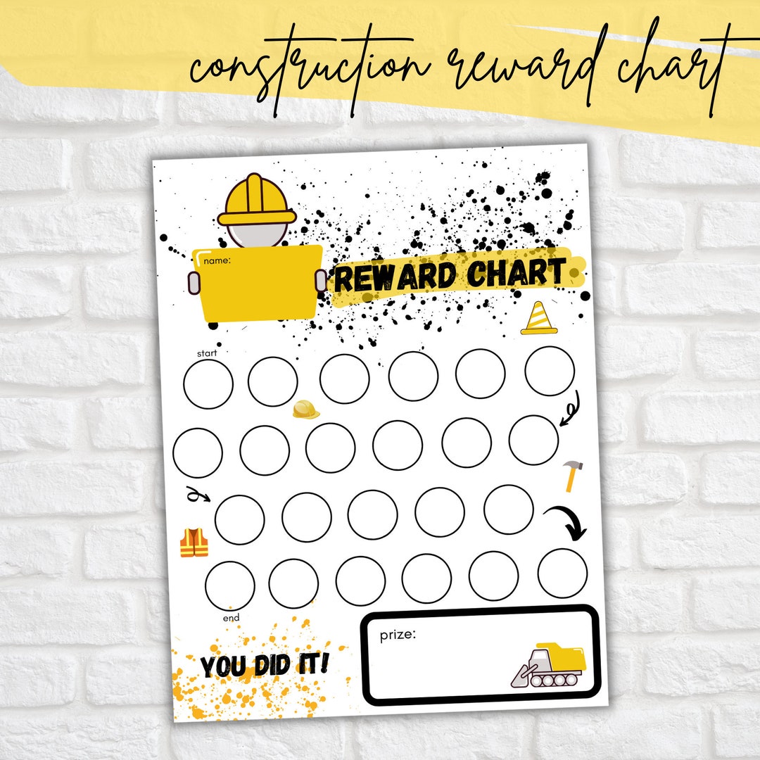 Construction Reward Chart Reward Chart Construction Chart - Etsy
