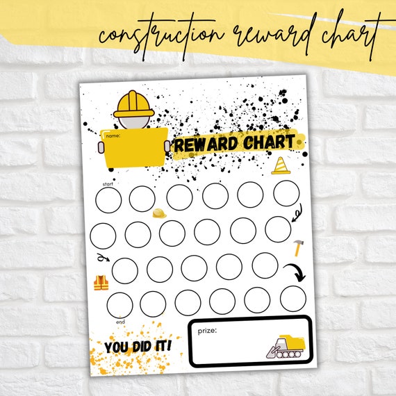 Construction Reward Chart Reward Chart Construction Chart - Etsy