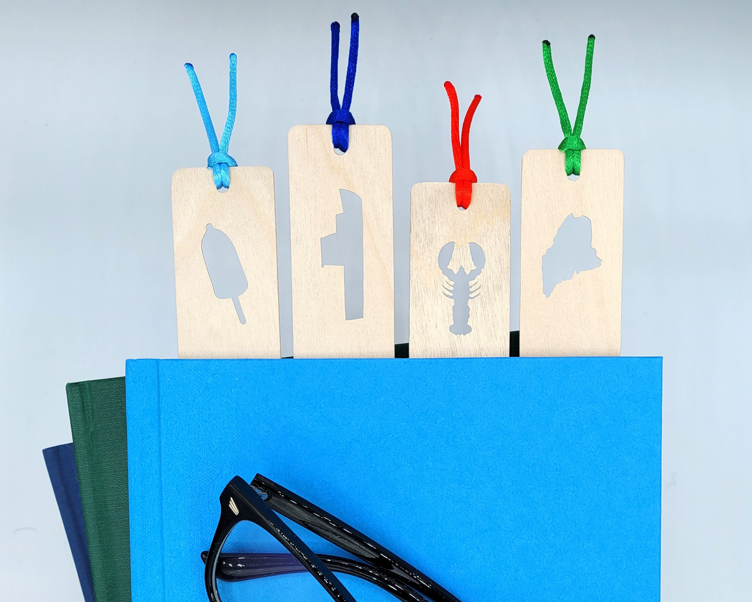 Maine Inspired Wood Bookmarks State of Maine Bookmark Lobster Boat Bookmark Lighthouse Bookmark ...