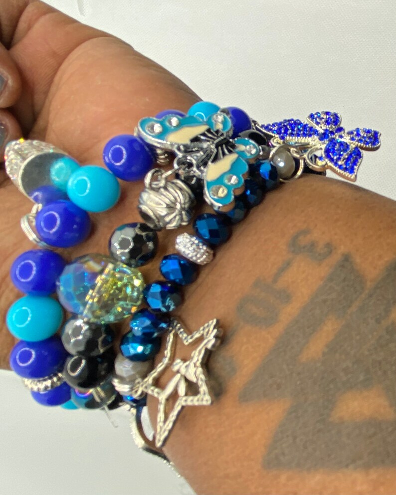 Blue Square Face Watch With Beaded Band - Etsy
