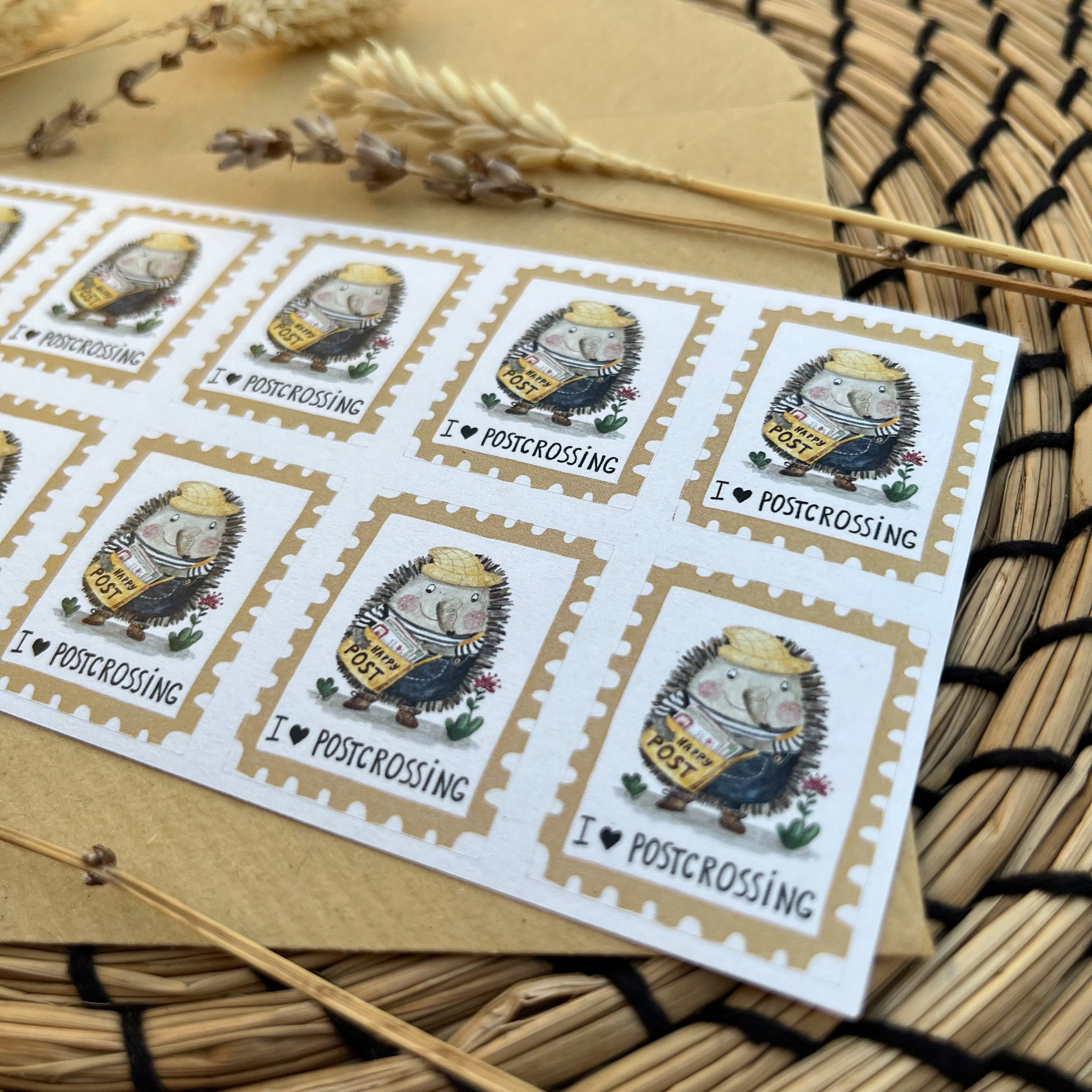 Stickers Sheet With Decorative Post Stamps 10 Pcs 25x32 Mm I Love Happy ...