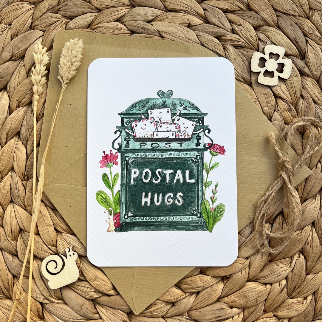 World Postcard Day Postcard: "postal Hugs" Mailbox | Hand-drawn ...