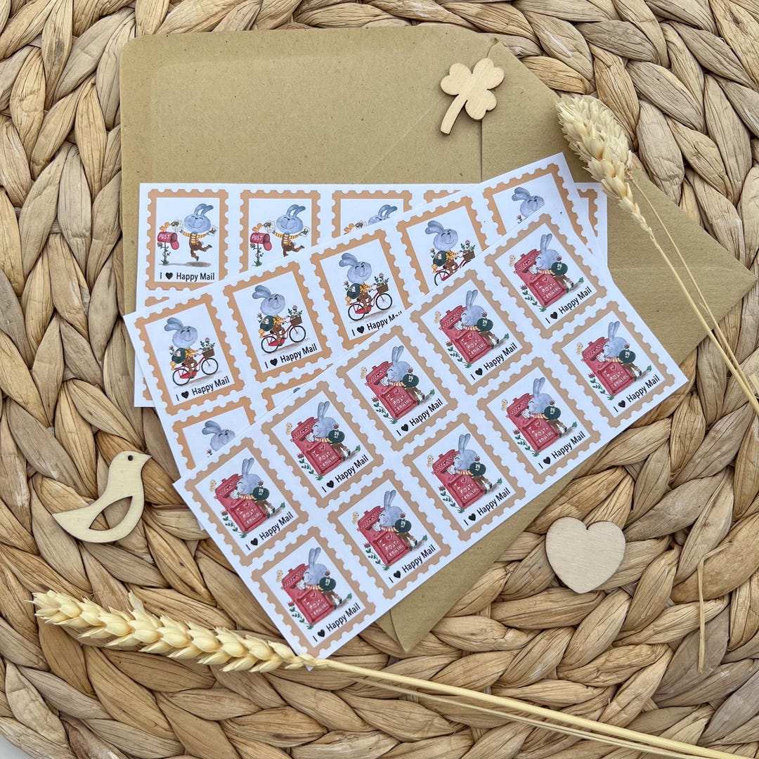 BUNDLE of 3 Stickers Sheets With Decorative Post Stamps 10 Pcs 25x32 Mm ...