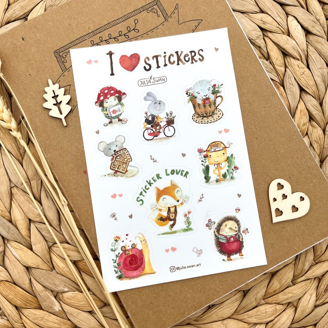 I LOVE Stickers Adorable Character Sticker Sheet by Julia Swan - Etsy