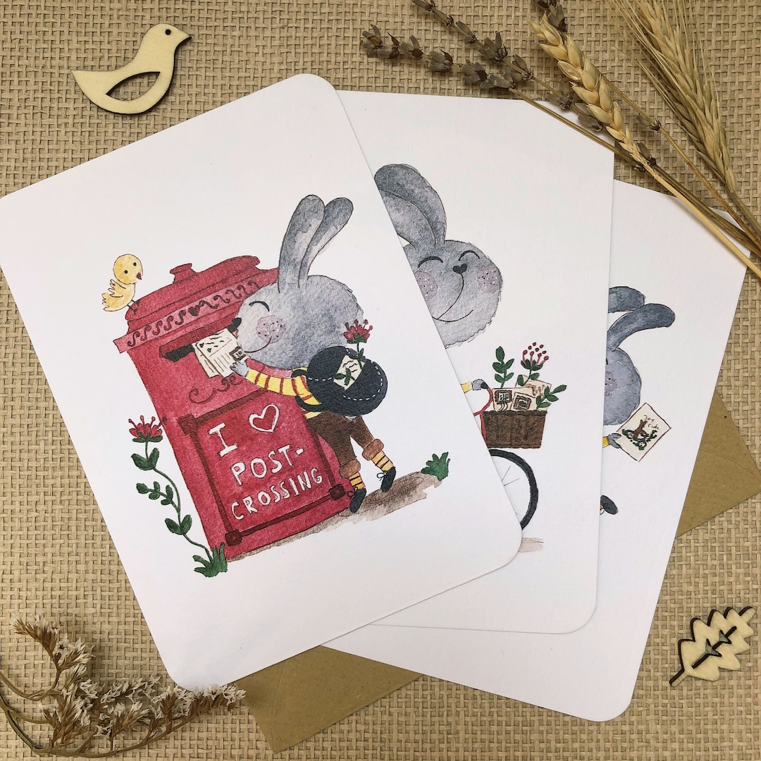 BUNDLE of 3 Different Postcards "i Love Postcrossing" With a Bunny ...
