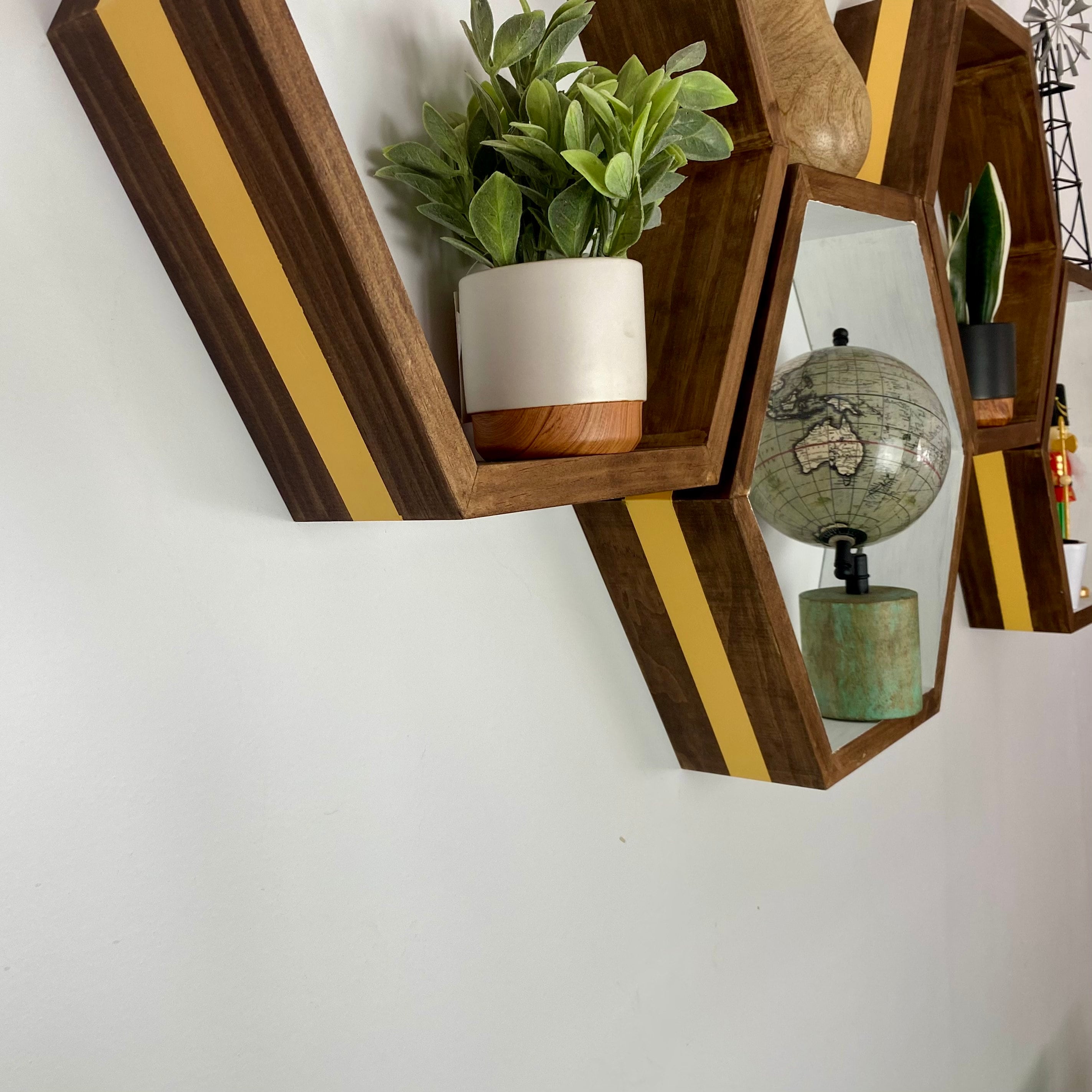 Set of 4 Honeybee String, Hexagon Shelf, Wood Shelf, Honeycomb Shelves ...