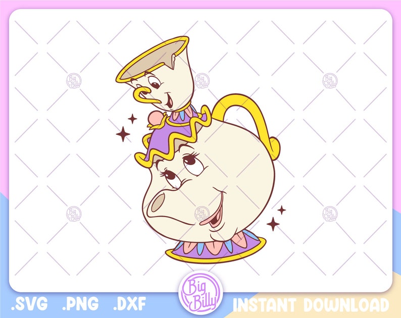 Mrs. Pot and Chip SVG Día de la Madre PNG Archivos fáciles para Cricut ...