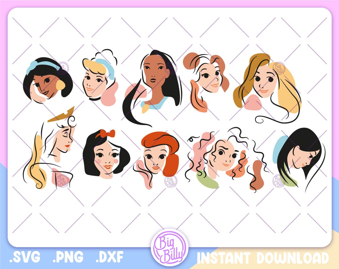 Princess Bundle SVG, Stickers Princess SVG, Brave Svg - Snow White PNG ...