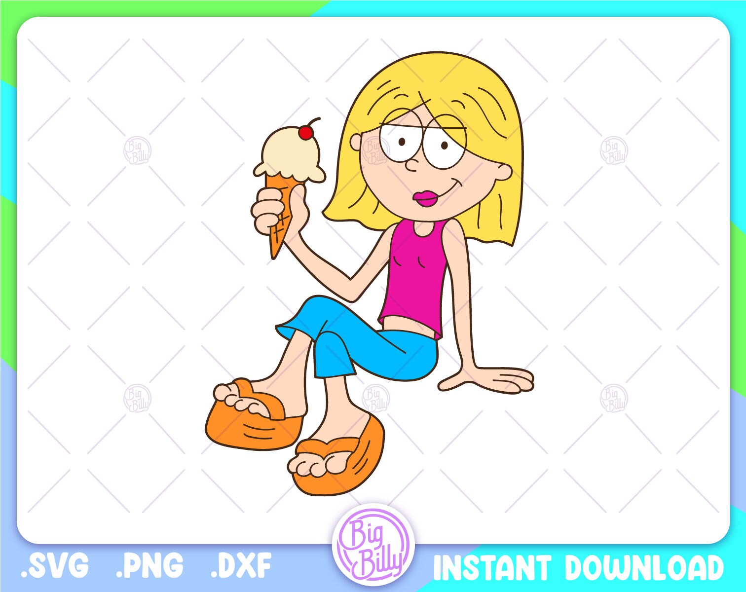 Summer Lizzy SVG Lizzie With Ice Cream Easy Files for - Etsy