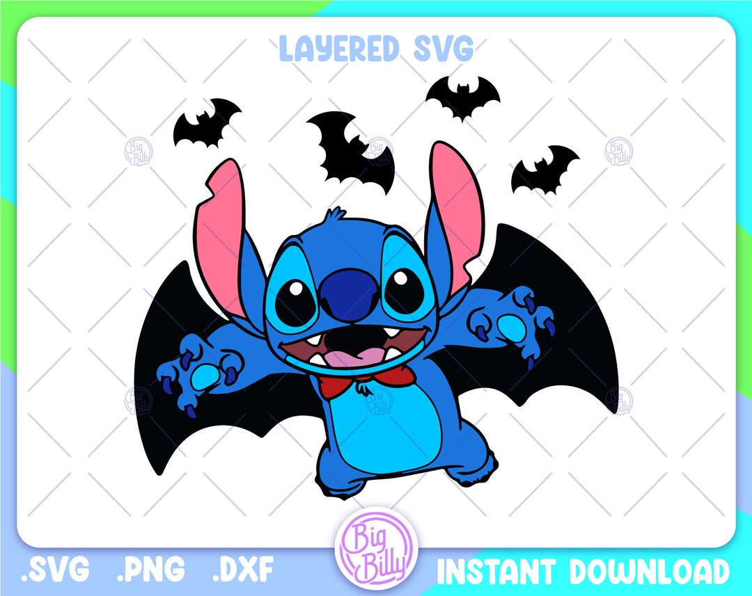 Halloween Vampire Stitch PNG, Stitch Costume SVG, Halloween Bat Stitch ...