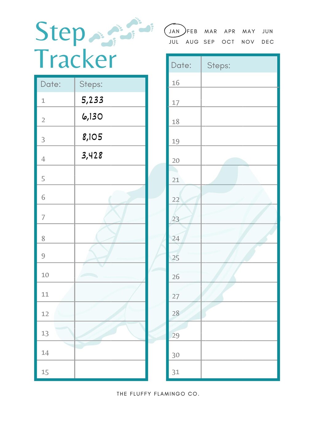 Step Tracker | Walking Log | Fillable Fitness Tracker | Steps Counter ...