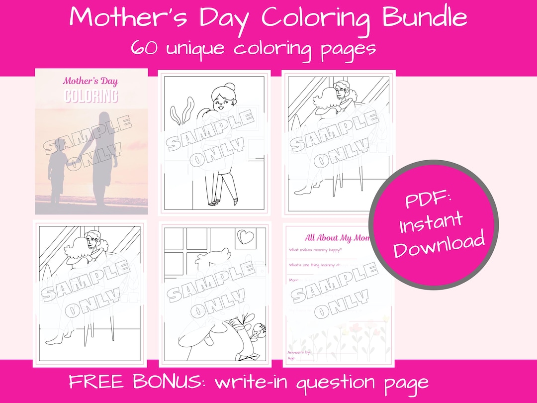 Mother's Day Coloring Sheet Bundle - Etsy