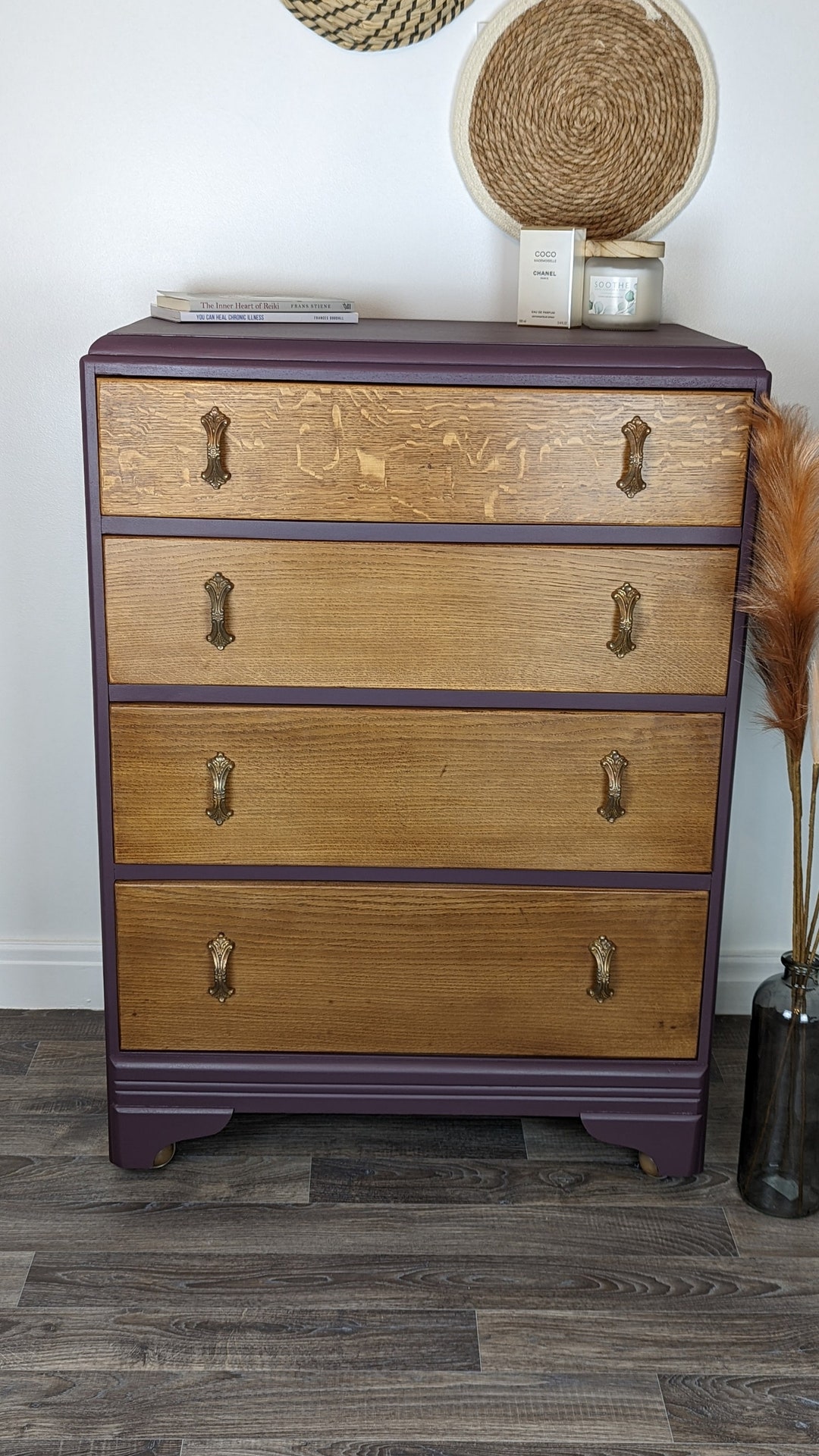 Vintage, Hand Painted, Retro, Lebus, Drawers, Purple, Mid Century - Etsy UK