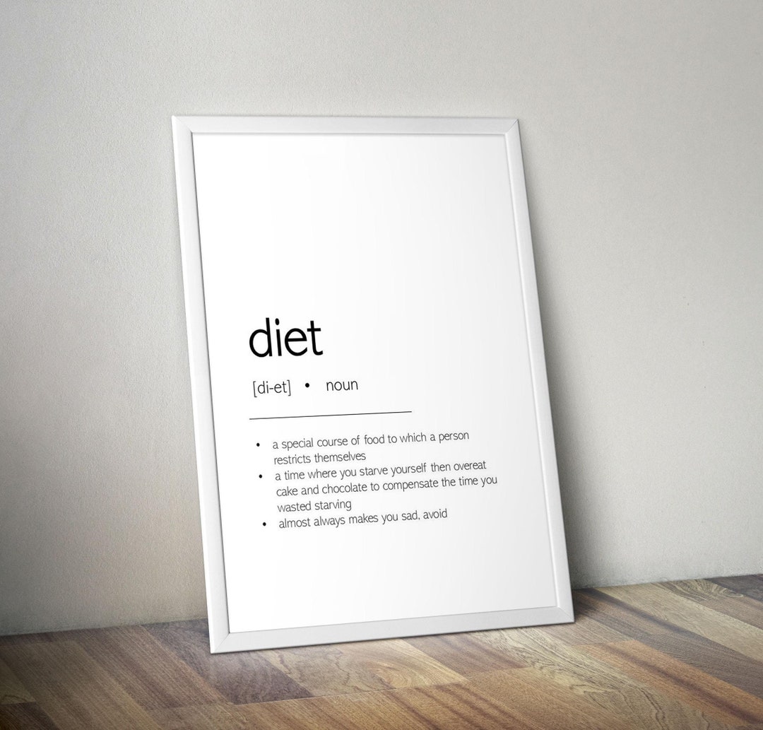 Diet Definition Print, Dictionary Poster, Kitchen Wall Art, Definitions ...