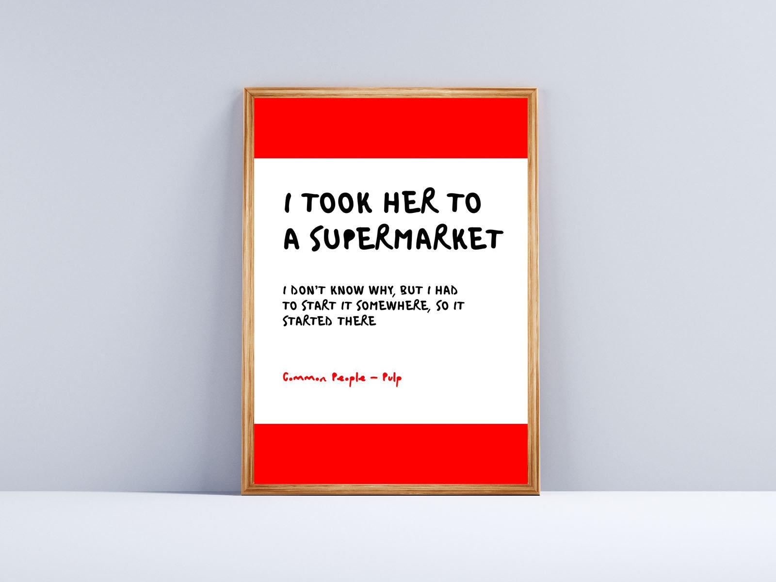 Pulp Print Poster Lyrics Wall Art Common People - Etsy UK