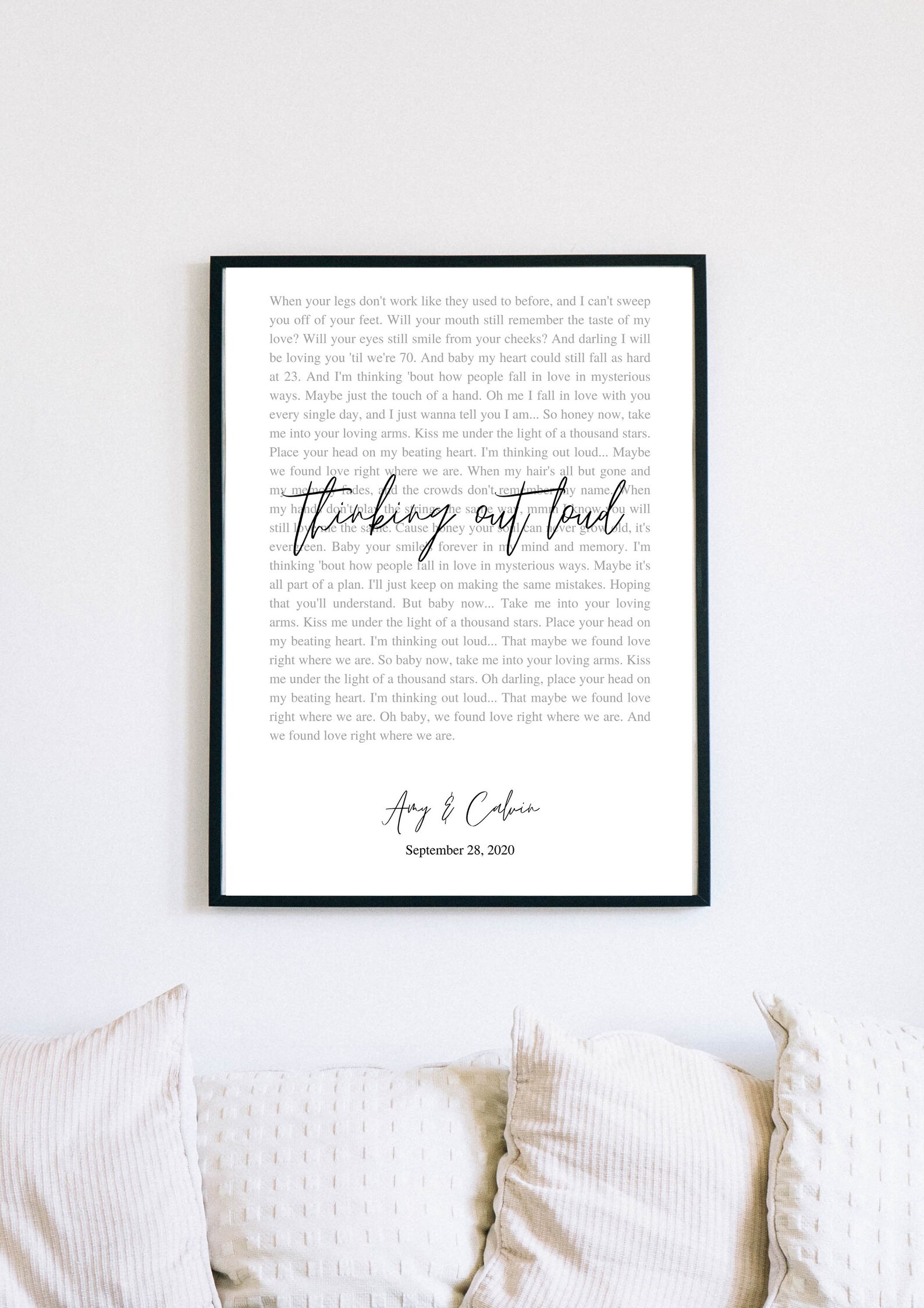 Digital: Personalized Lyrics Poster / Love Song / Printed Lyrics ...