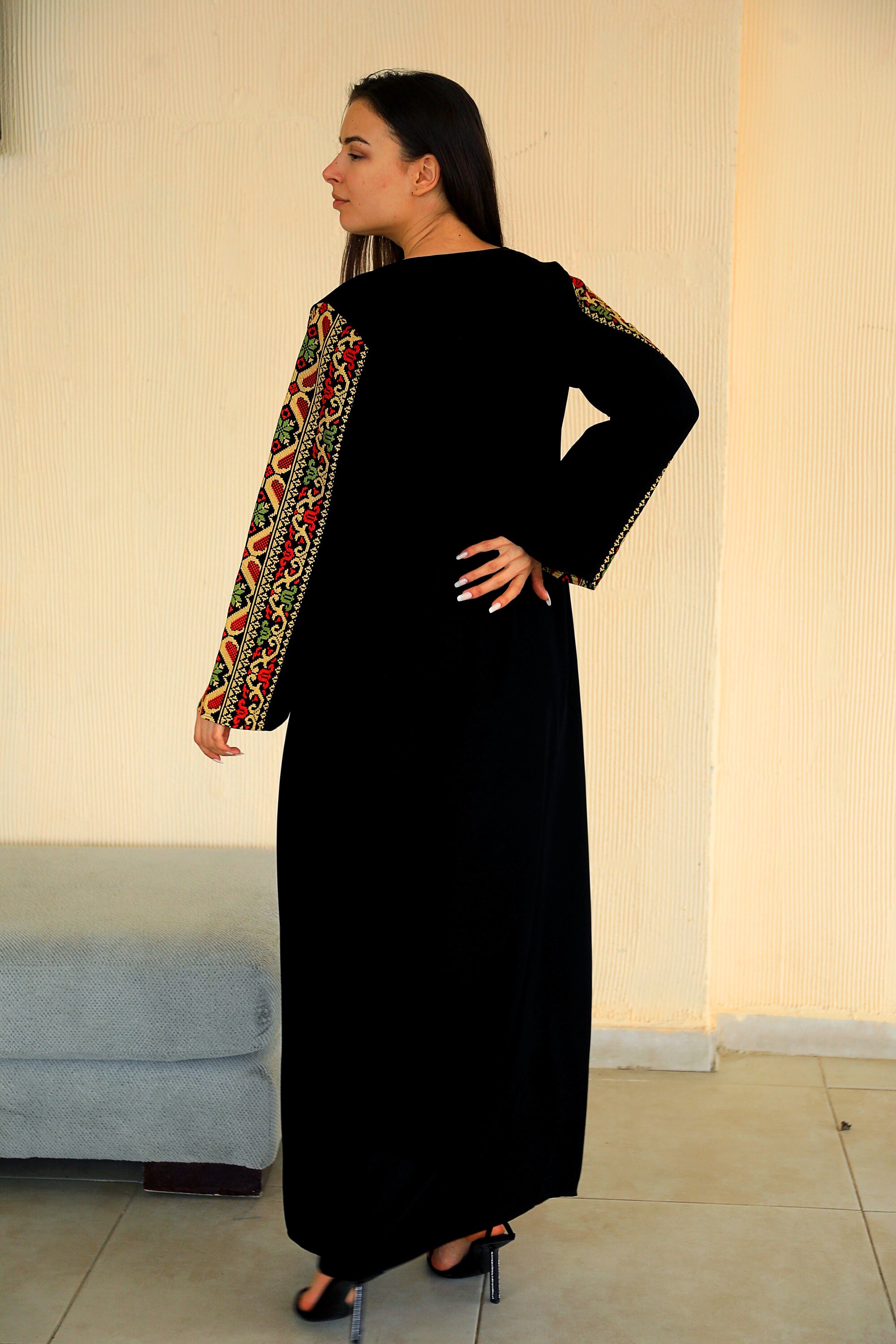 Palestinian Embroidered Thawb Dress Available In Pink Blue Etsy