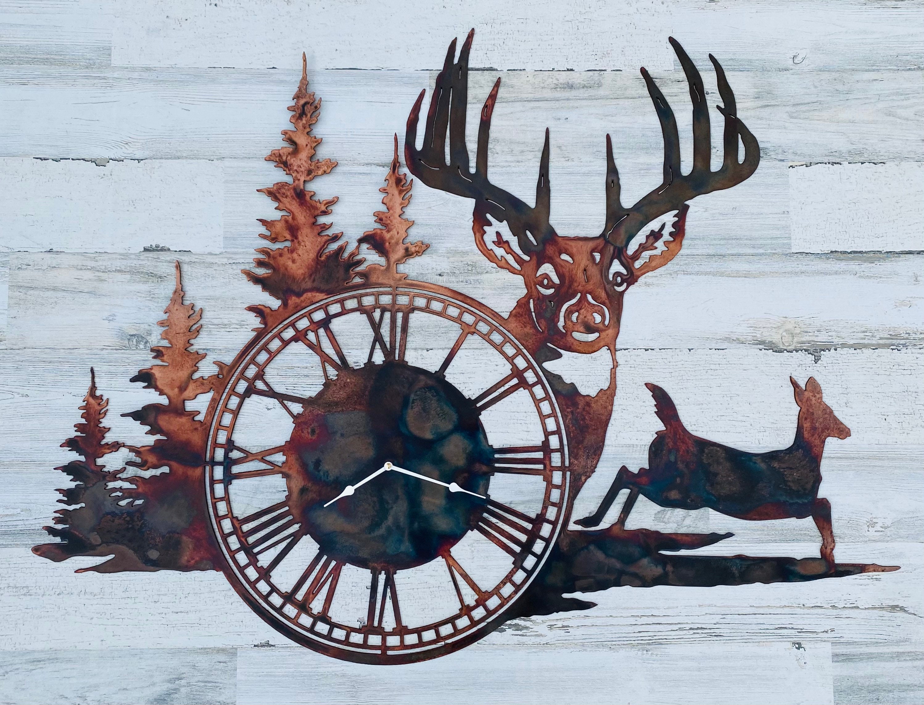 Steel Whitetail Deer Clock - Patina Finish - Etsy
