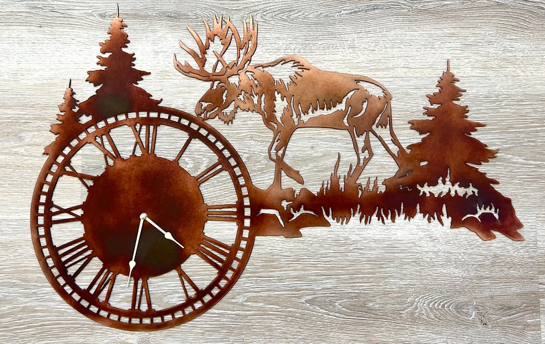 Steel Bull Moose Silhouette Clock - Patina Finish - Etsy