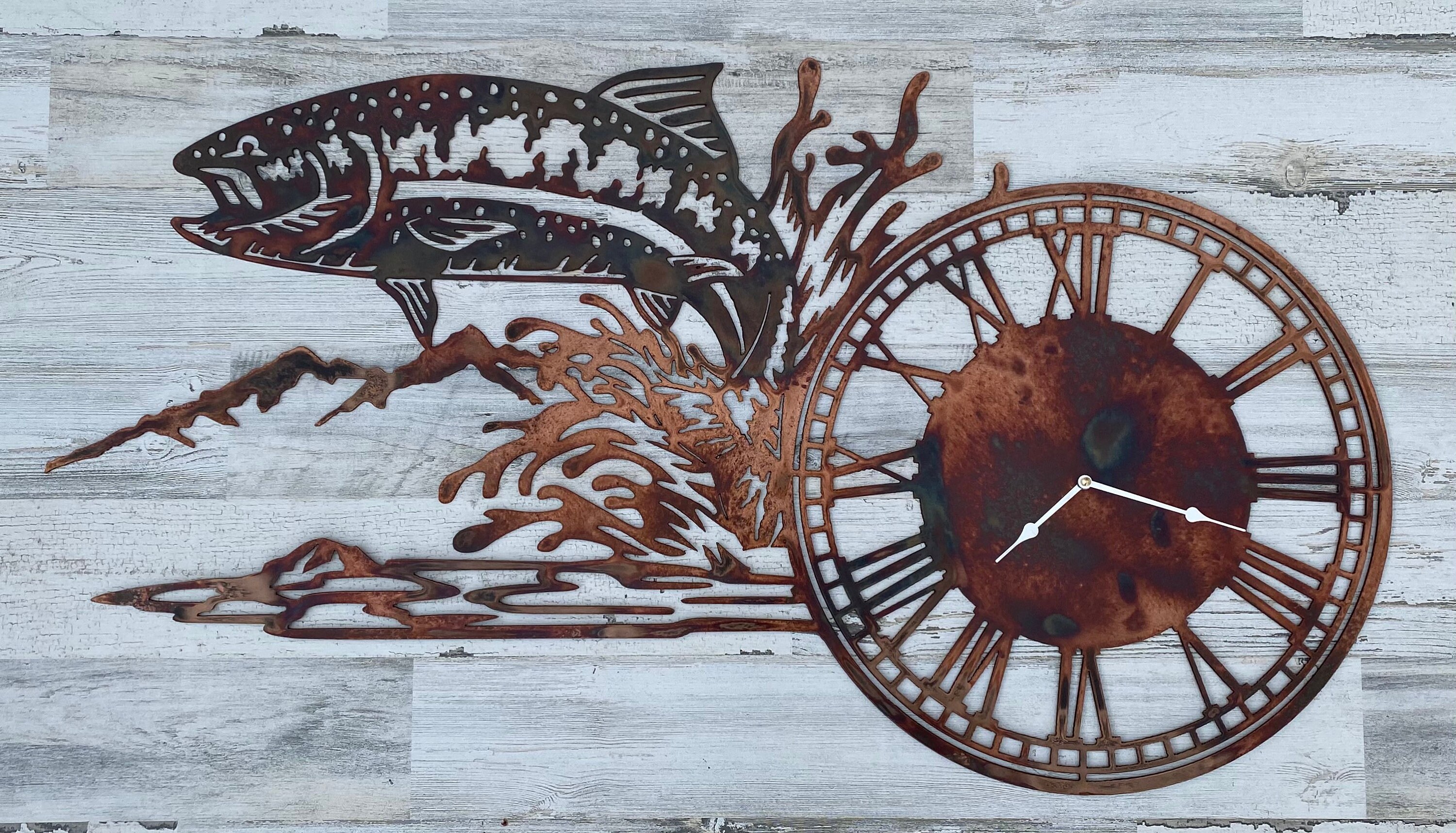 Steel Trout Clock - Patina Finish - Etsy