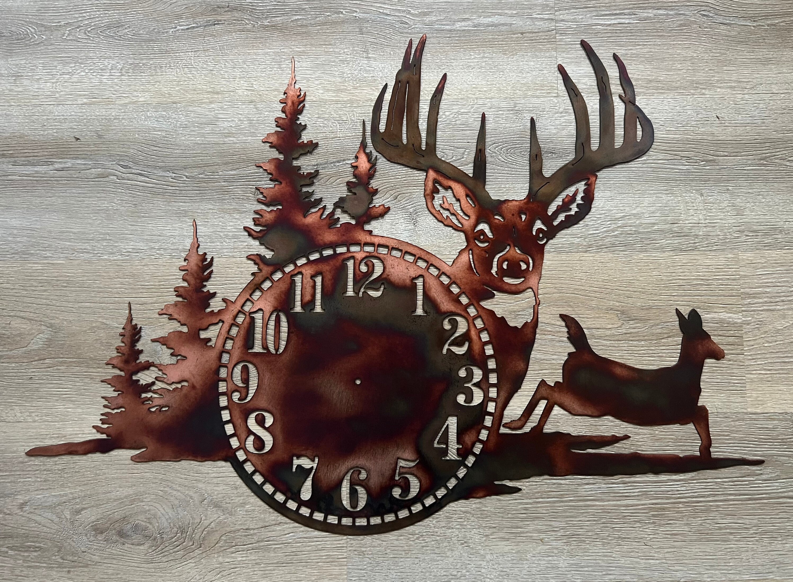 Steel Whitetail Deer Clock Patina Finish - Etsy