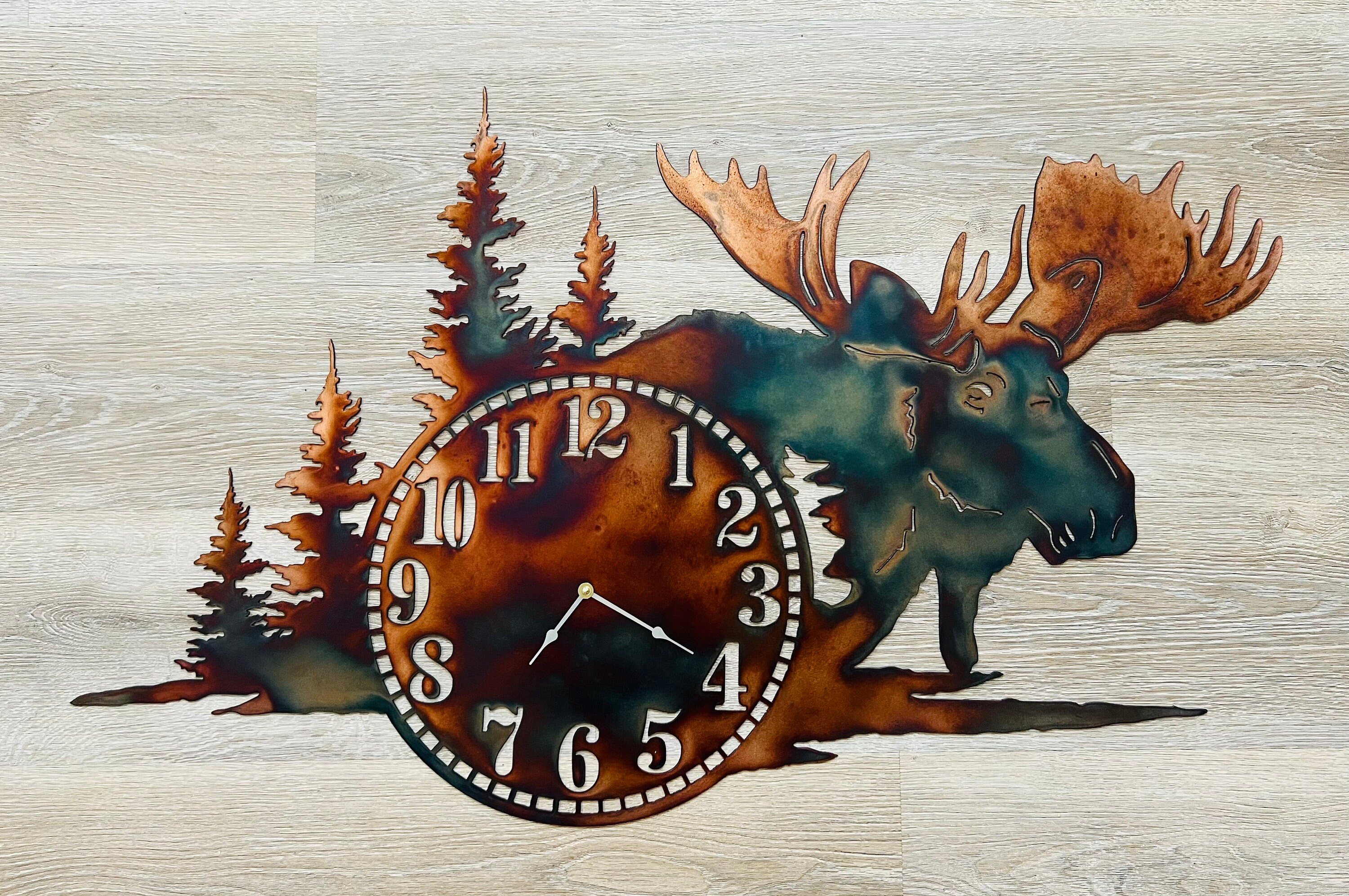 Steel Bull Moose Clock - Patina Finish - Etsy