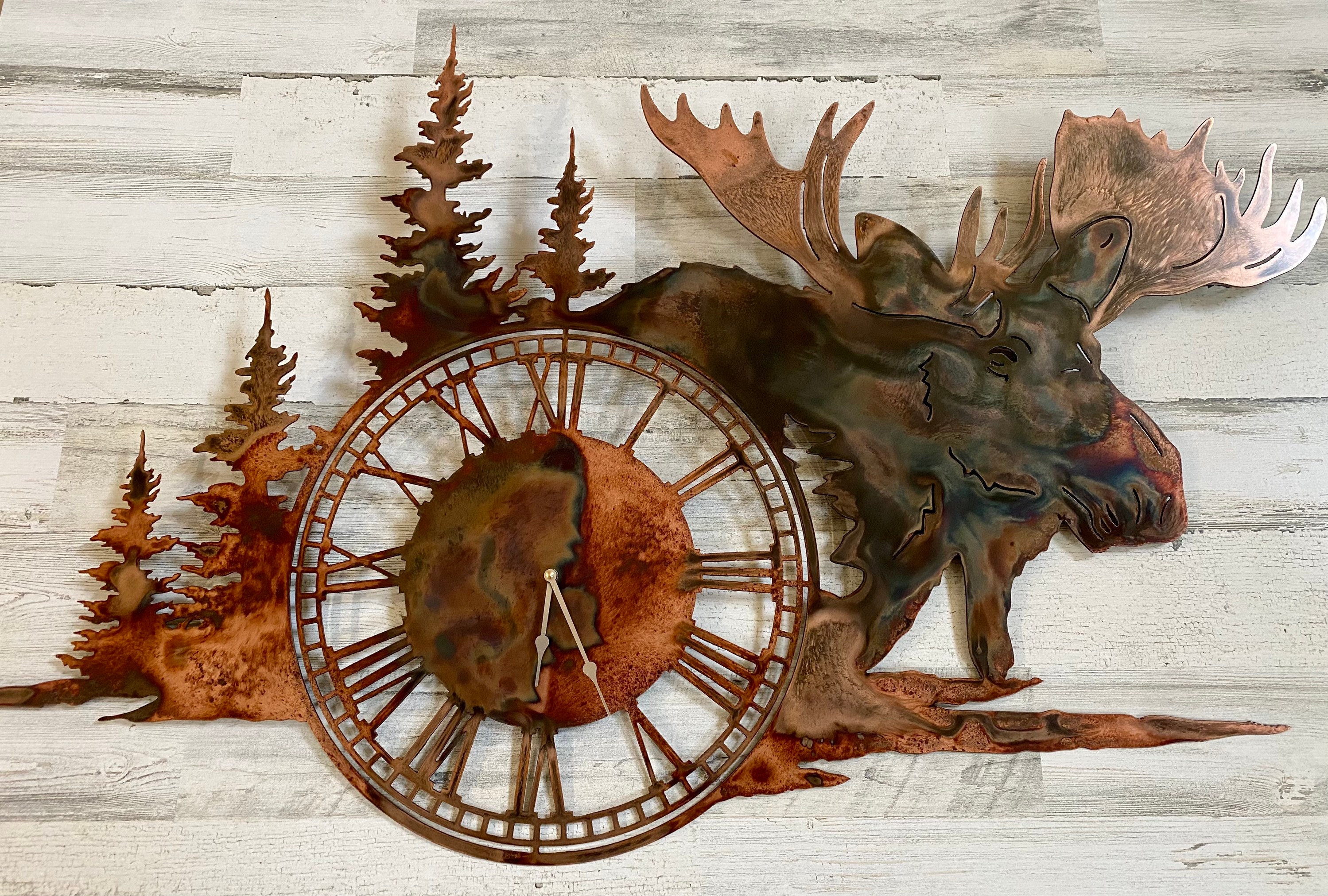 Steel Bull Moose Clock - Patina Finish - Etsy