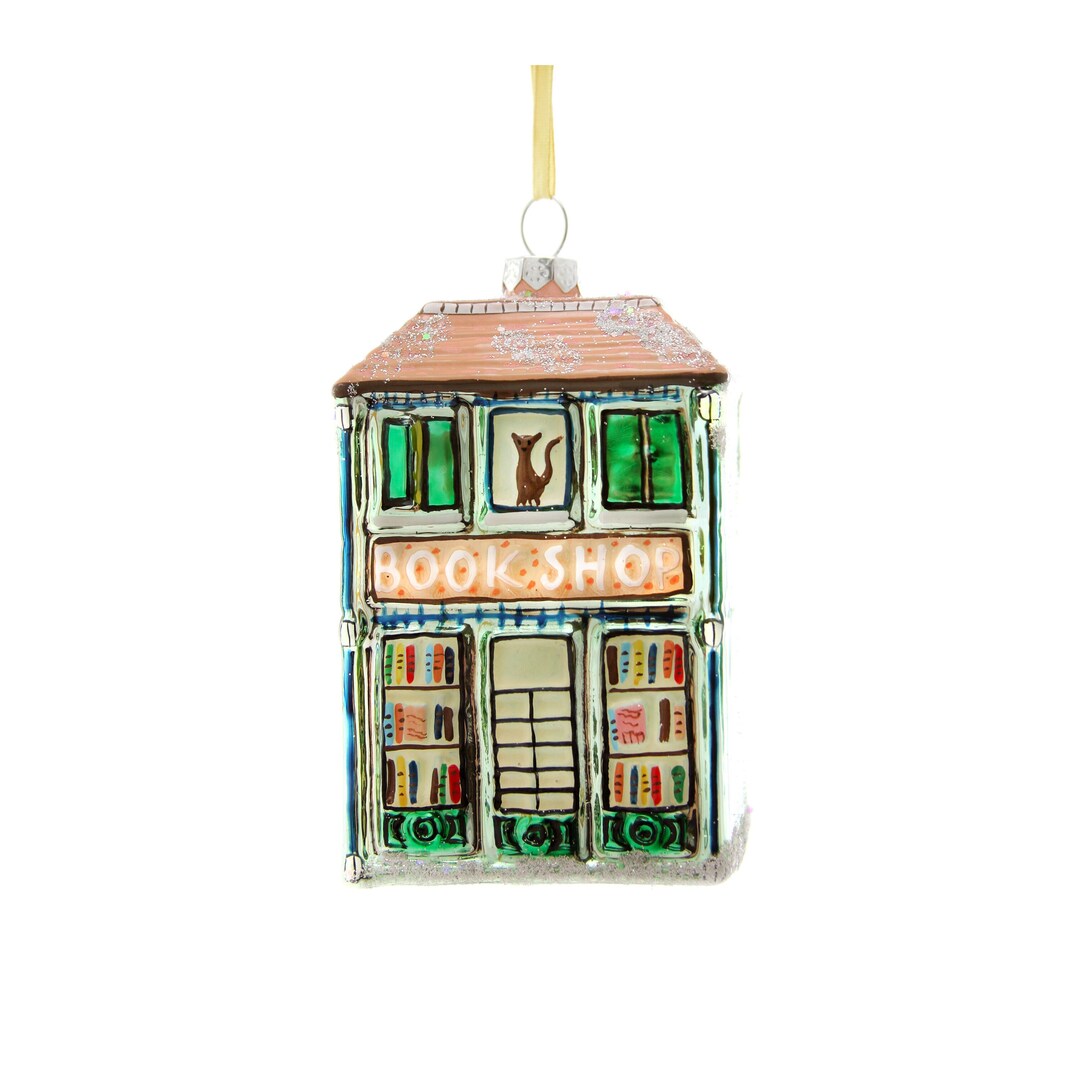 Book Shop Glass Ornament - Etsy